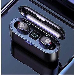 MauiNalu Superior Sound True Wireless Stereo Bluetooth 5.0 Earphone, LED Display 2000Mah Charging Case, Built-in Microphone for Calls, Gaming, and Voice Command, IPX-7 Waterproof w/4Hrs Playtime