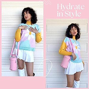 H2O Capsule 2.2L Half Gallon Water Bottle with Storage Sleeve and Covered Straw Lid – BPA Free Large Reusable Drink Container with Handle - Big Sports Jug, 2.2 Liter (74 Ounce) Rose Quartz