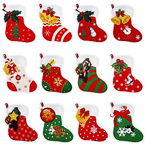 84 Pieces Christmas Mini Colorful Stocking Cut-Outs Assorted Xmas Stocking Cut-Outs Holiday Bulletin Board Decorations Christmas Cutout for Christmas Classroom Bulletin Border Party Supply