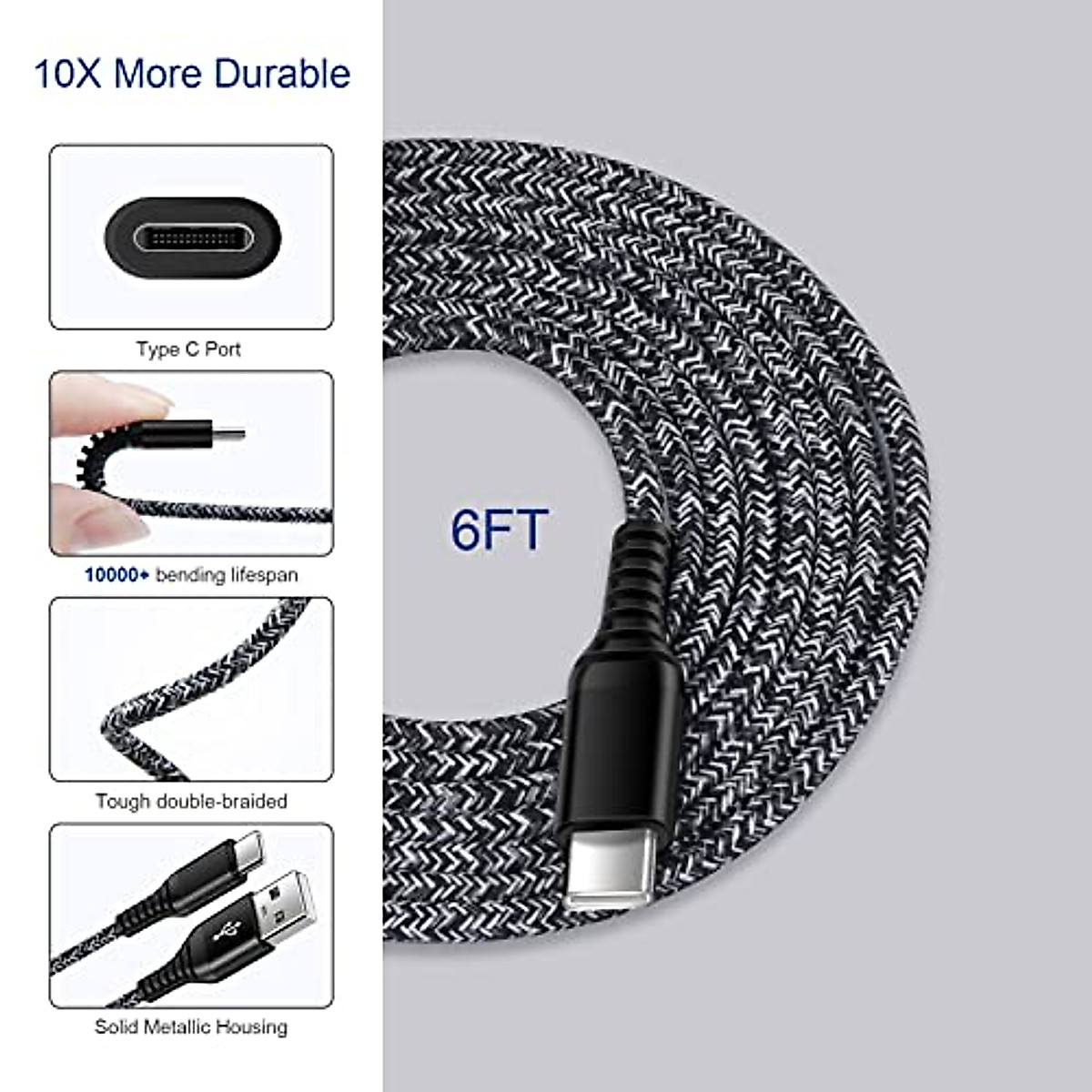 Android Phone USB C Type C Fast Charger for Motorola G9 G8 G7 Power/Edge 5G UW/Edge/G Play/G Power/G Stylus 2022 2021/One 5G UW ace/G Pure/X4 Z Z2 Z3 Z4, Fast Wall Plug Cube with C Type Charging Cable