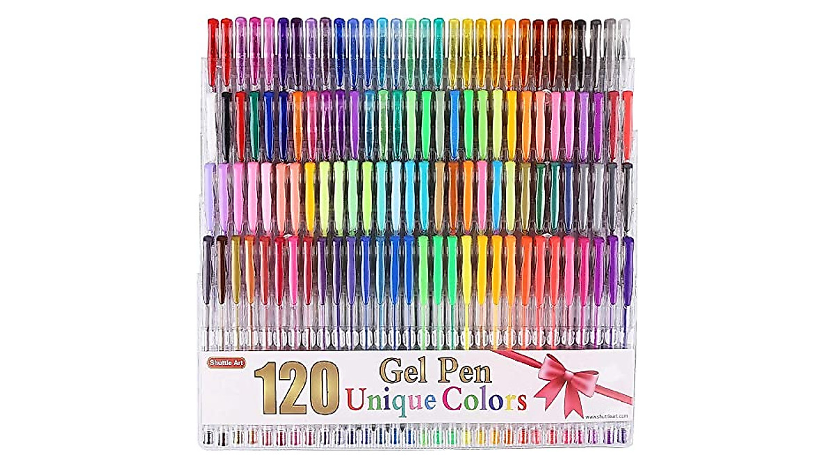Shuttle Art 120 Unique Gel Pens Set for Coloring Fun