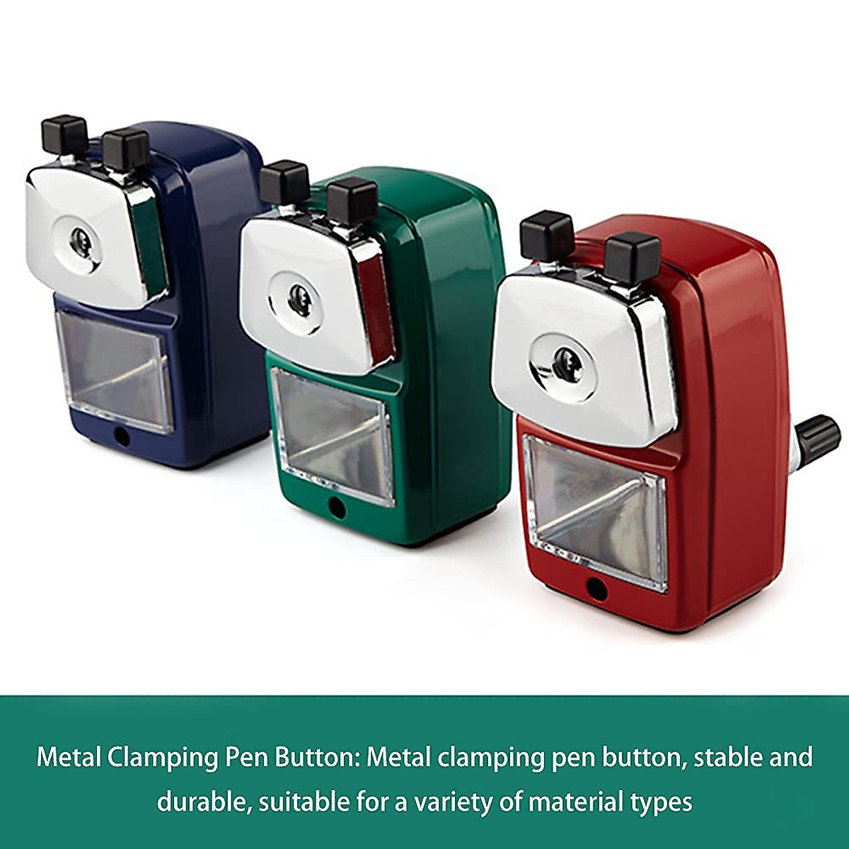 Pencil Sharpener, School Office Desktop Hand Crank Manual Sharpener for Children,Pencil Sharpener for Kids Home Desks (Red)