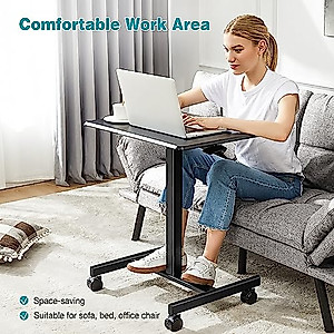 edx Small Standing Desk Mobile Standing Desk Adjustable Height, Mobile Portable Rolling Laptop Desk on Wheels Small Adjustable Desk for Home Office