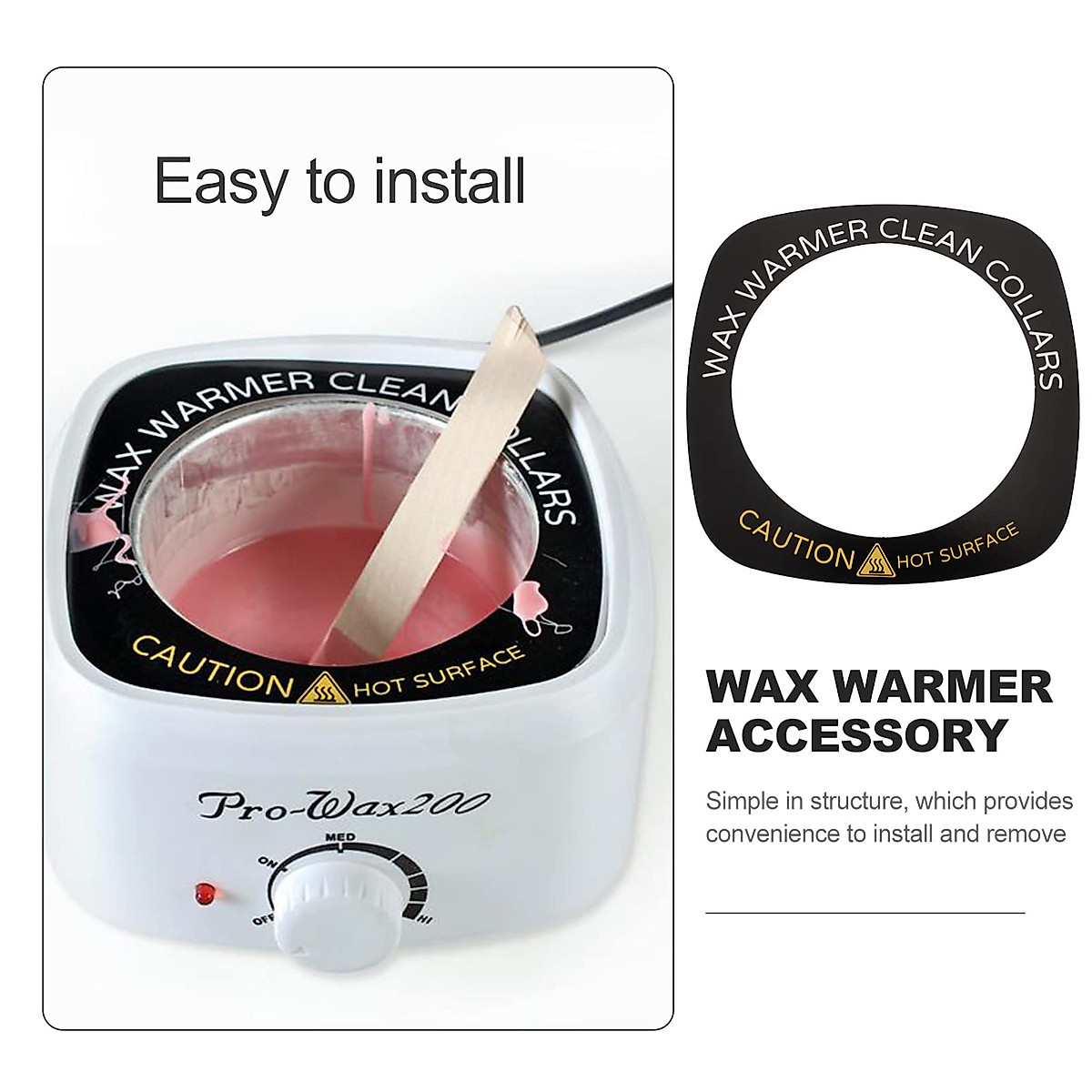 Wax Warmer Clean Collars Waxing Protection Rings 50Pcs Replacement Black Collars Ring for Universal Wax Machine Accessories Square
