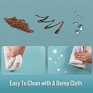 Carvapet Anti-Fatigue Floor Mat Cushioned Kitchen Comfort Mat Waterproof Non-Slip Standing Desk Mats and Rugs Heavy Duty PVC Ergonomic Foam Mat for Home Kitchen Office Laundry,Teal,17.3"x28"