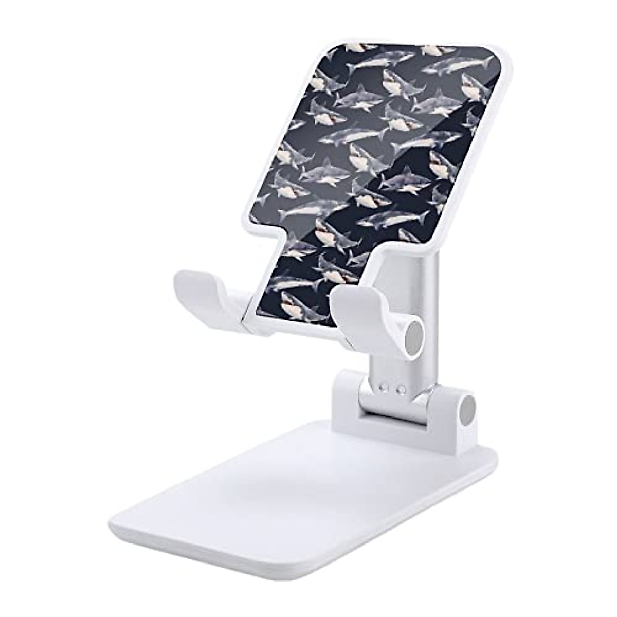 Watercolor Shark Pattern Print Cell Phone Stand Compatible with iPhone Switch Tablets Foldable Adjustable Cellphone Holder Desktop Dock (4-13")