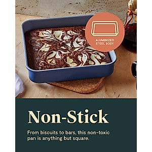 Caraway 9” Square Pan - Non-Stick Ceramic Coating - Free From Forever Chemicals - Cake Pan Perfect for Brownies, Lemon Bars, & More - Cream