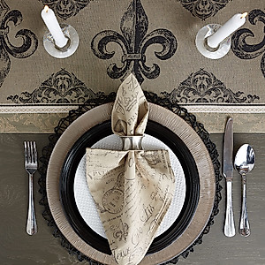 DII French Style Tabletop Kitchen Collection, Reversible Table Runner, 14x108, Fleur de Lis Stripe