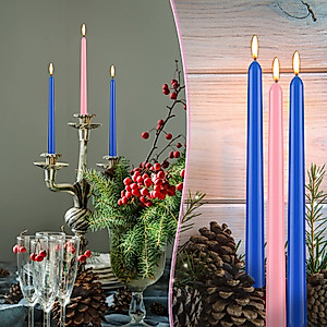 Spiareal 4 Pcs Christmas Blue Advent Candle Blue Pink Taper Candles Advent Candle Long Burning Tapered Candles Dripless and Unscented Candlesticks for Advent Rings and Church Advent Wreaths