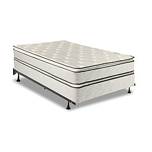 Mattress Solution 12-Inch Medium Plush Double sided Pillowtop Innerspring Mattress And 8" Wood Box Spring/Foundation Set With Frame, Full