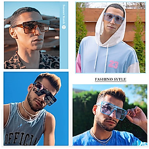 VANLINKER Flat Top Oversized Shield Sunglasses for Women Men Square Rimless Fashion Shades VL9517 With Black Frame