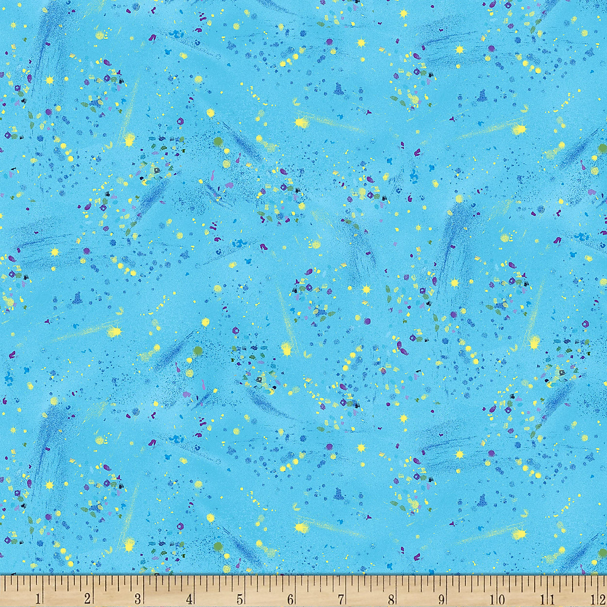 Timeless Treasures Metallic Utopia Paint Splatter Turquoise, Fabric by The Yard