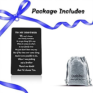 To My Brother Gifts Engraved Wallet Card Family Brother Gift from Sister Brother Birthday Gift for Little Big Brother Wedding Christmas Graduation Gift for Brother Step Brother Appreciation Gift