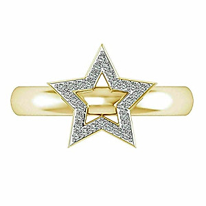 Round Cut Lab Created Diamond 14k Yellow Gold Finish Adjustable Star Toe Ring