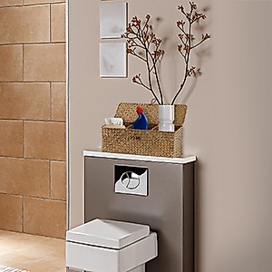 TaoTazon Woven Basket for Toilet With Lid, Seagrass Tank Woven Basket Organizer with 3 Sections, Toilet Tank Basket with Wood Tray for Toilet, Dresser(Big Size: 16.6 * 5.7 * 5.5inch)