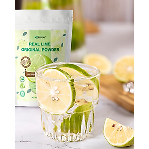 ORGFUN Original Lime Powder, Whole Lime Juice Freeze Dried Powder, Fresh Squeezed Lime Juice Prefer for Cocktails, Drinks, Smoothies, and Cooking 7.06 Oz
