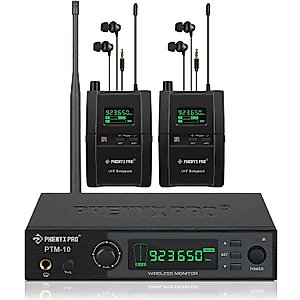 Phenyx Pro PTM-10 in Ear Monitor System in 900MHz Band Bundle with Compatible PTM-10 Bodypack Receiver