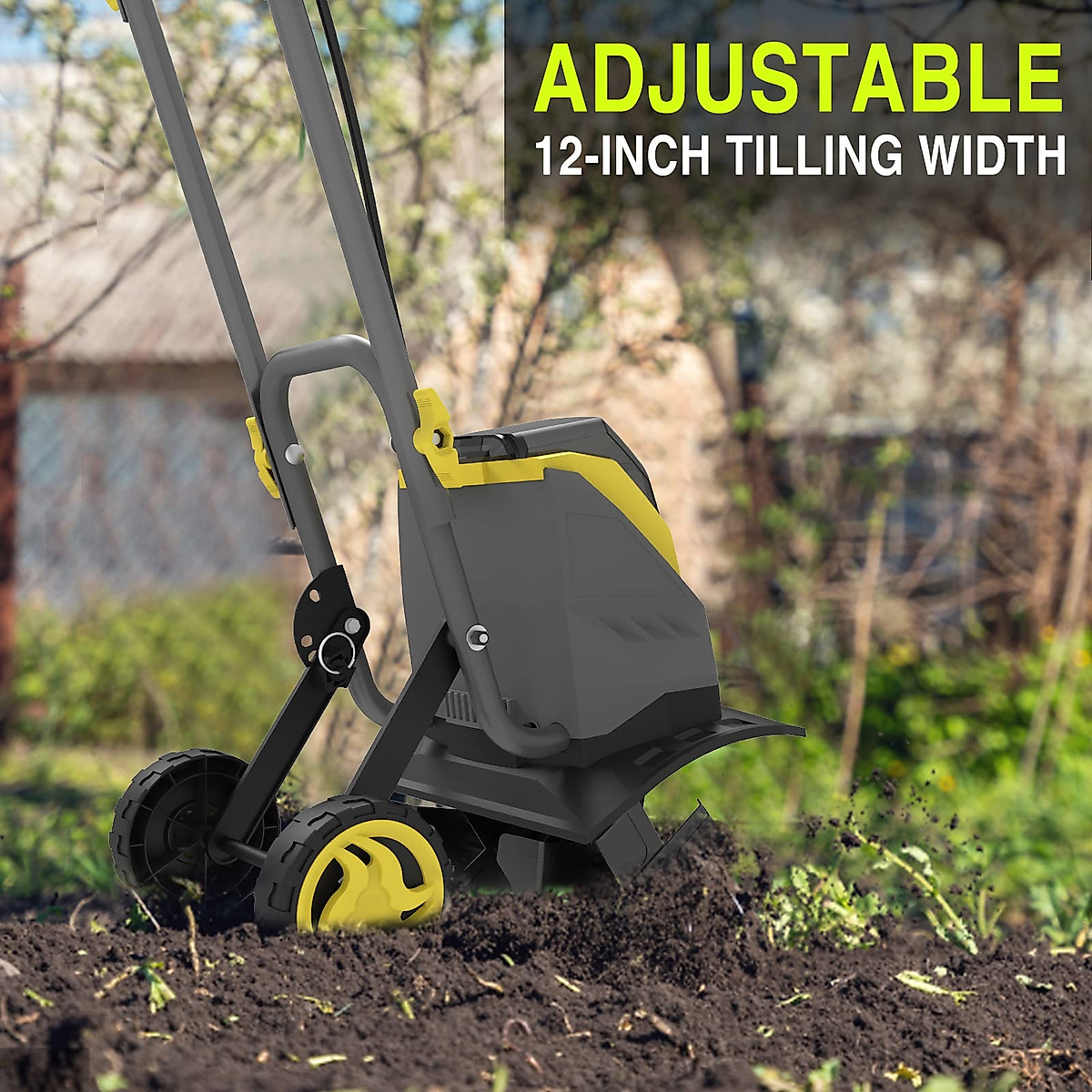 PowerSmart 40V 12" Cordless Tiller/Cultivator, Two 20V 4.0Ah Battery and Charger Included