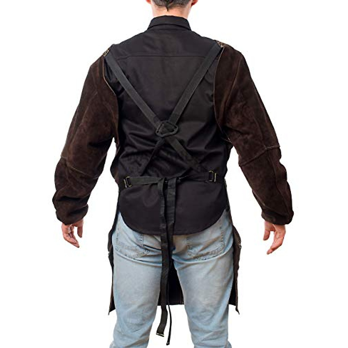 Waylander OTTAR Leather Welding Shop Apron for Men; Long Heavy Duty Work Apron