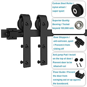 CCJH 4FT Mini Sliding Barn Door Hardware Kit Closet Cabinet 48" Track System Carbon Steel Basic Roller Hanger for Single 24" Wide Door Panel
