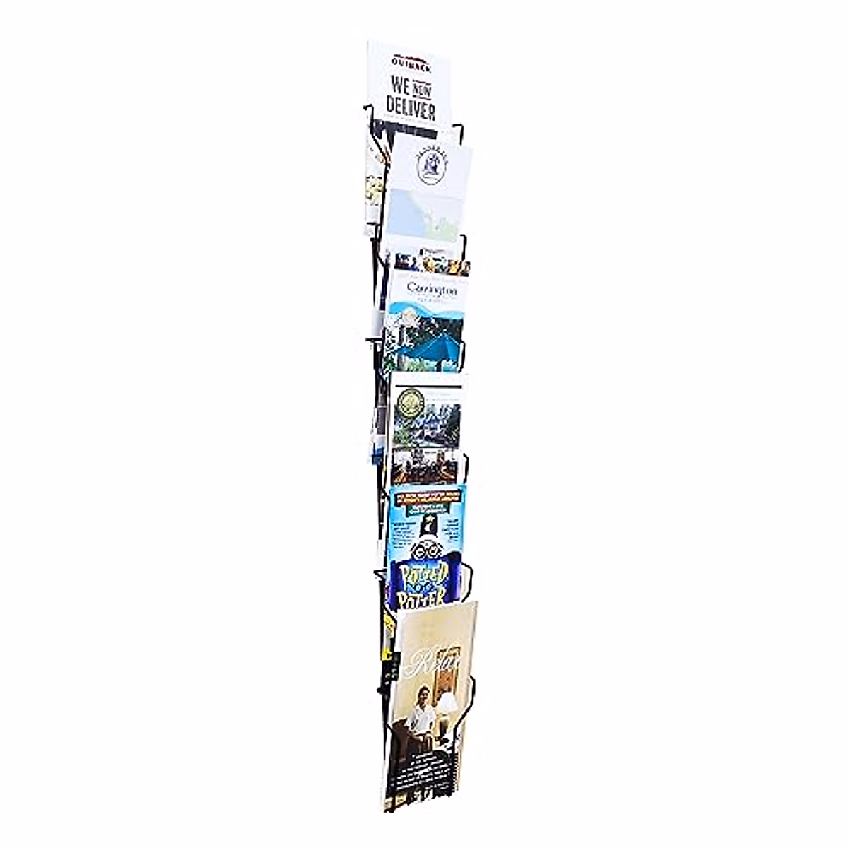 FixtureDisplays® Vertical Wall Mounting 6 Pockets 4 X 6" Greeting Card Post Card Rack 4.7 X 2.2 X 30.3" with Slight Pocket Overlap 11713-NPF-SL
