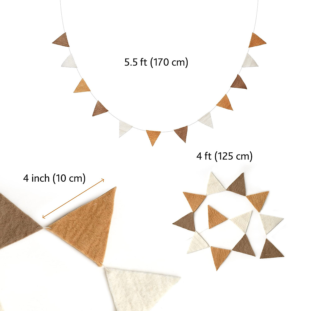 Glaciart One Felt Bunting Banner – Pre- Assembled & Tangle-Free – Party Pennant Banner Decoration for Baby Nursery, Kids Room or Bedroom - Summer, Christmas, Easter & Spring - Home Décor – 5.5ft