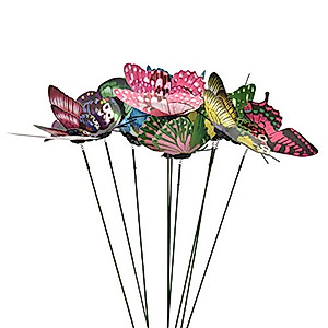 DatingDay 10 Pack Colourful Garden Butterflies On Sticks Miniature Fairy Garden Decoration