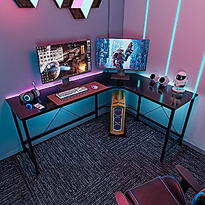 SUPER DEAL 66" L Shaped Gaming Corner Computer Desk with CPU Stand and Foot Rest Bar, PC Laptop Study Table Workstation Gaming Desk for Home Office, Black