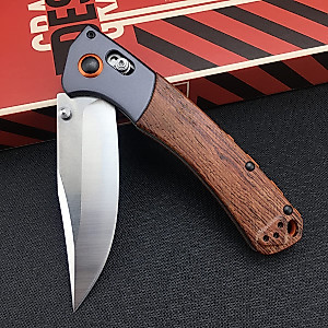 Everyday Carry Crooked River Knife, Axis Lock Knife with 3.7’’ D2 Steel Blade Wood Handle, EDC Manual Open Folding Pocket Knife with Thumb Stud, Belt Clip for Camping