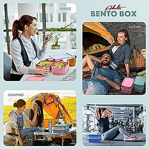 Jelife Bento Box Adult Lunch Box - 72oz Stackable Bento Lunch Box for Adults, 3 Layers Leak-Proof All-in-One Large Bento Box Lunchbox with Utensil Sauce Dressing Containers for Dining Out,Work, Green