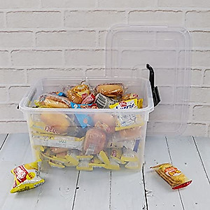 Hommp 5 Liter Clear Storage Box, 4-Pack Plastic Latching Box with Lid