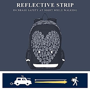 ALAZA I Love Dog Paw Print 17 inch School Backpack for Kids Girls Boy for Elementary Middle High School Students