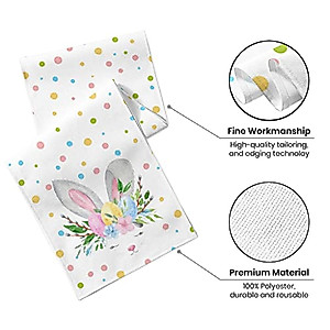 Easter Table Runner 72 Inches Long, Cute Easter Eggs Rabbits Easter Runners, Seasonal Spring Holiday Kitchen Dining Table Decorations for Home Party Buffet Decor