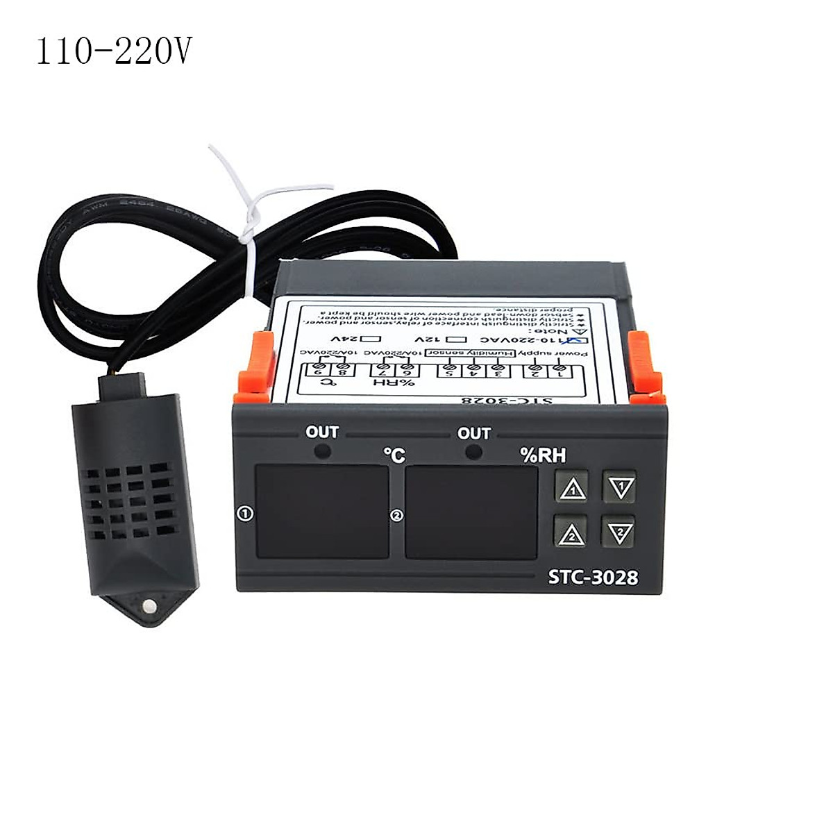 STC-3028 AC 220V DC 12V 24V Dual Digital Thermostat Temperature Humidity Controller Thermometer Hygrometer Incubator Controller (110-220V)