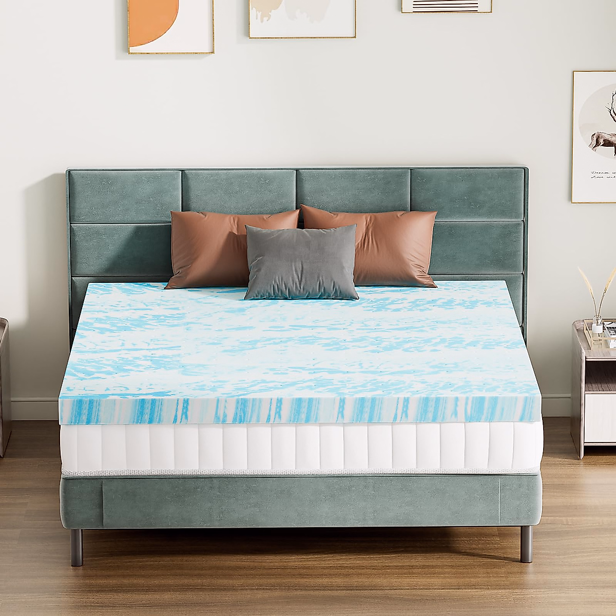 SMUG Memory Foam Mattress Topper Twin Size 2 Inch Thick Gel Infused Cooling Toppers Bed Pad, CertiPUR US Certified, Ventilated and Breathable for Sleeper Sofa, RV, Camper