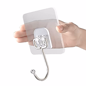 EKE 12 Pack of Large Adhesive Hook Wall Hooks with 40Ib Load Capacity (max) for Hanging Stainless Steel Towels and Coats, Suitable for Kitchens, bathrooms, Homes and Offices (12).