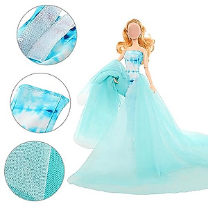 BARWA Wedding Dress Evening Party Princess Gown Long Dress for 11.5 Inch Girl Doll