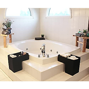 LoftCulture L-Shape Stair Organizer (Black) - Foldable, Water-Resistant, Staircase Basket with Handles, Stair Basket for Carpeted and Wooden Stairs