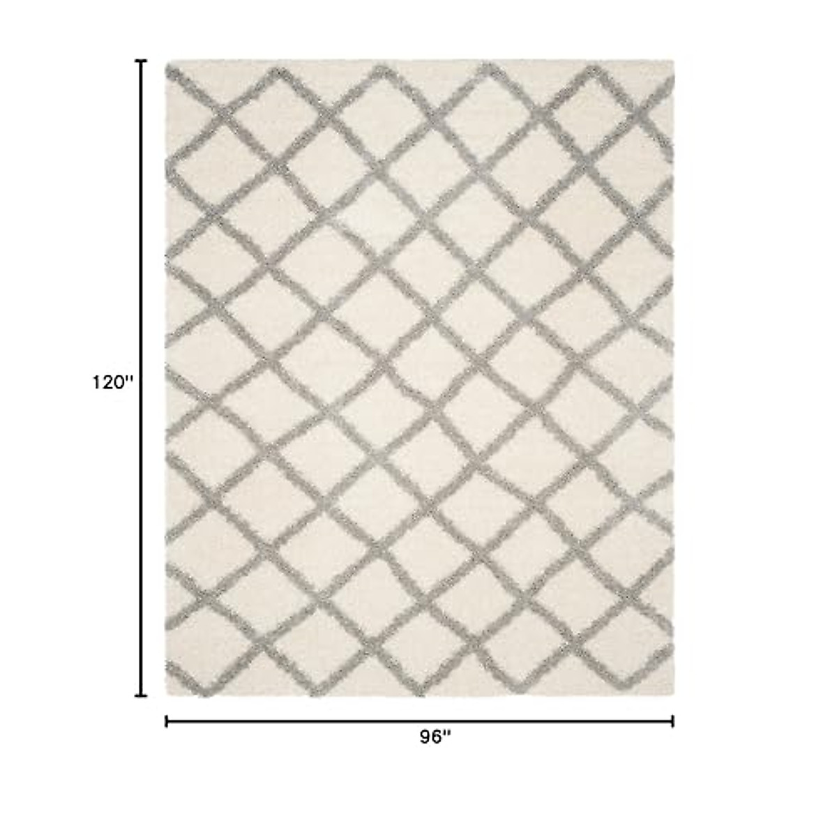 SAFAVIEH Dallas Shag Collection Area Rug - 8' x 10', Ivory & Grey, Trellis Design, Non-Shedding & Easy Care, 1.5-inch Thick Ideal for High Traffic Areas in Living Room, Bedroom (SGD258F)