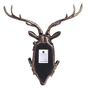 LiebeWH Animal Head Shape Hook Hanging Hook Hook Bathroom Wall Towel Hanging Hook Coat Hat Keys Hanger Mural Decoration (Deer Head (Antique Gold))