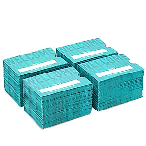 Stockroom Plus 500 Pack Hotel Key Card Envelopes, Key Sleeve for Residents, Room Card Envelope for Motel, Business, Bulk Printed Card Sleeves, Welcome Guests (Teal, 2.4x3.5 In)