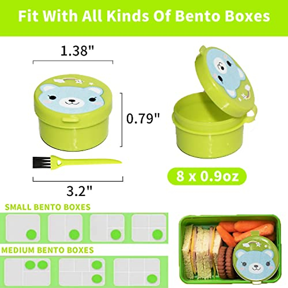 Elykorrne 8 Pack Salad Dressing Container To Go, 0.9oz Small Condiment Containers with Lids, Plastic Condiment Cup, Reusable Sauce Containers Leak-proof for Lunch Bento Box Kids