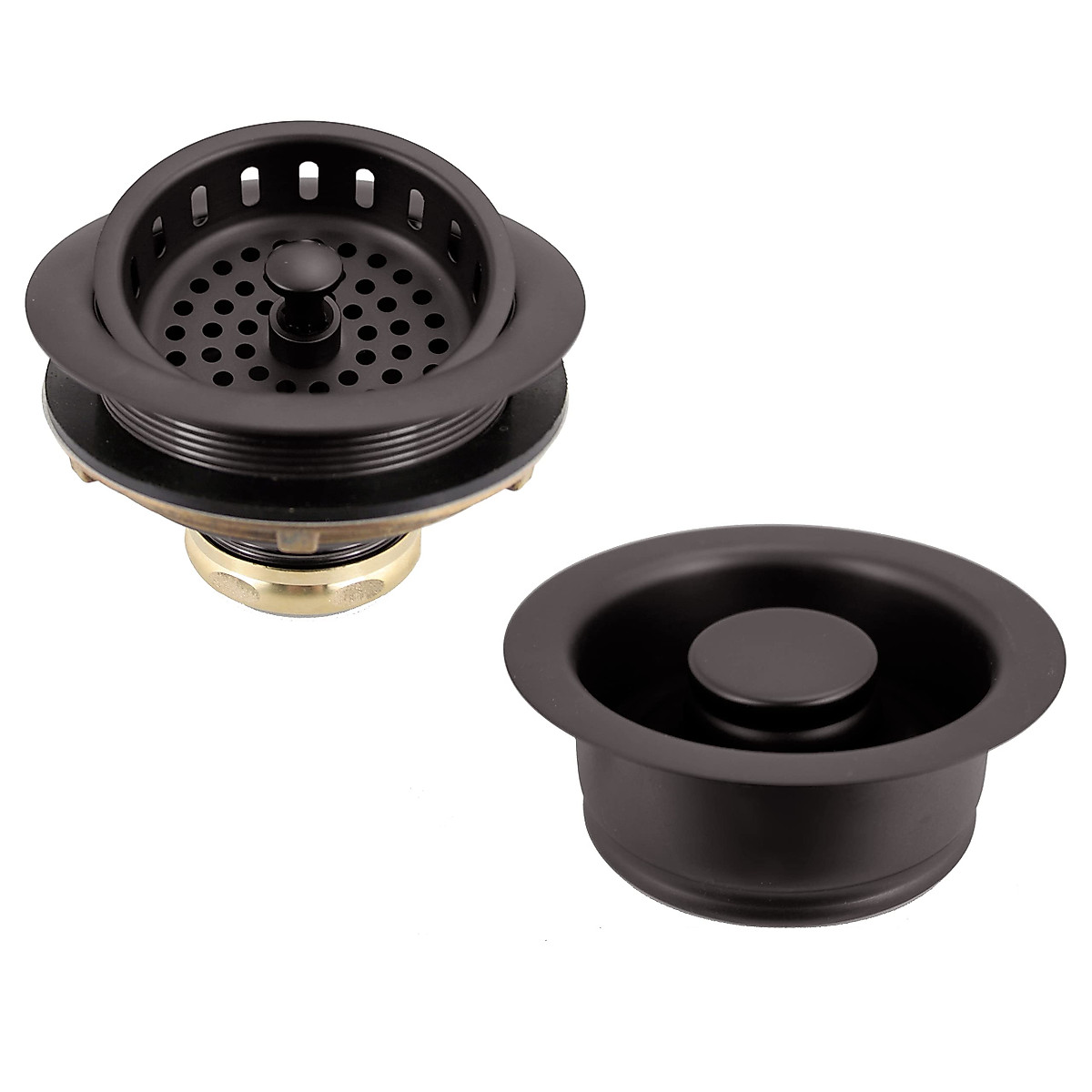 Westbrass A2165-12 4-1/4" OD Post Style Large Kitchen Basket Strainer with Waste Disposal Flange and Stopper Drain Set, 1-Pack, Oil Rubbed Bronze