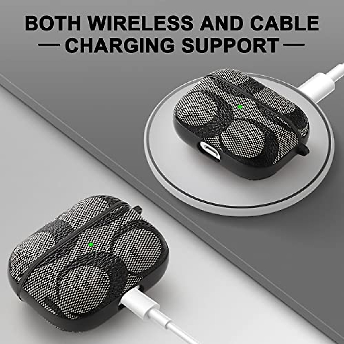 CULIPPA AirPods Pro 2 Case Cover 2022, Full-Body Hard Shell Luxury Leather Scratch Resistant Drop Proof Protective Cover for Women Girl Earphones Charging Case - Black