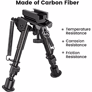 CVLIFE Bipod, Carbon Fiber Bipod for Rifle with Picatinny Adapter 6-9 Inches Bipod
