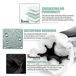 Jogoo Winter Warm Ski Gloves,3M Thinsulate Snow Snowboard Gloves for Men Women,Touchscreen Cold Weather Waterproof&Windproof with Pocket