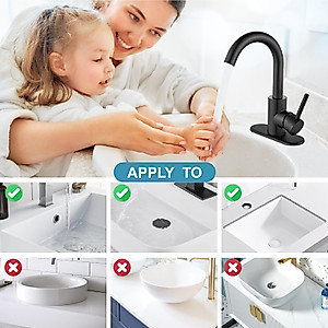 Midanya Wet Bar Sink Faucet,Single Handle Bathroom Kitchen Faucet 1 Hole Swivel Spout Farmhouse RV Small Vanity Lavatory Bath Utility Faucet with Deck Plate,Matte Black