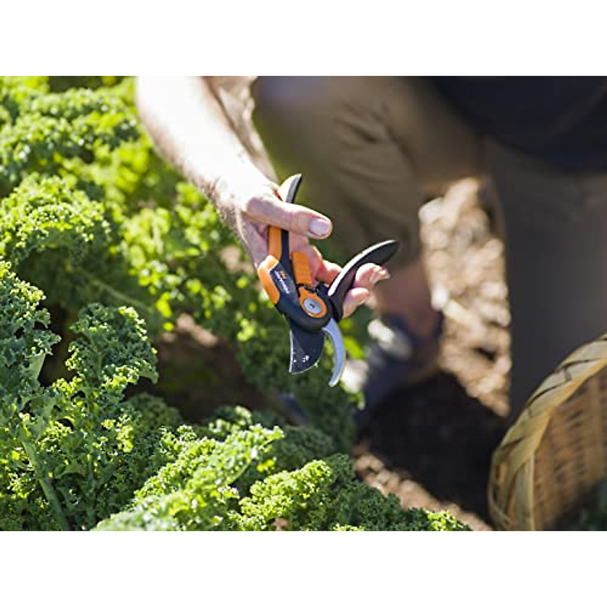 Fiskars SmartFit Pruner Bypass P68, Cutting Diameter Adjustable Up to 2.4 cm, Steel Blades with Non-stick Coating/Fiberglass ReinForced Plastic Handles, Length:20 cm, Black/Orange, 1001424