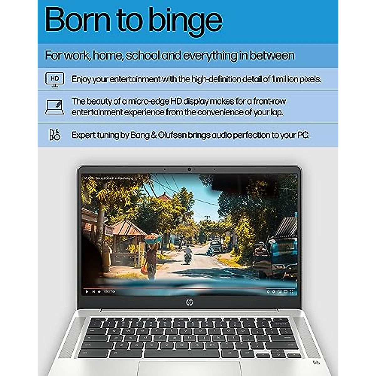 HP 2023 Newest Chromebook 14 Laptop, Intel Quad-Core Processor, 4GB RAM, 64GB eMMC, 14" HD Micro-Edge Display, Ultra Light, 4K Graphics, Anti-Glare, Wi-Fi, Chrome OS, Bundle with JAWFOAL