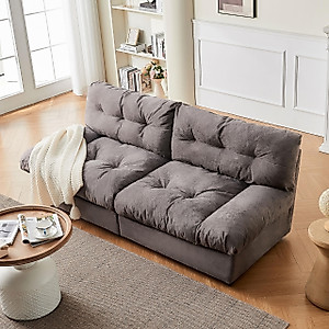 Mangodan 80" Chenille Cloud Deep Seat Sofas for Living Room, Modern Sofa Couch for Small Spaces, Cozy Comfy Loveseat with Solid Wood Frame, Pillow-Designed Armrest Sleeper Loveseat, Grey